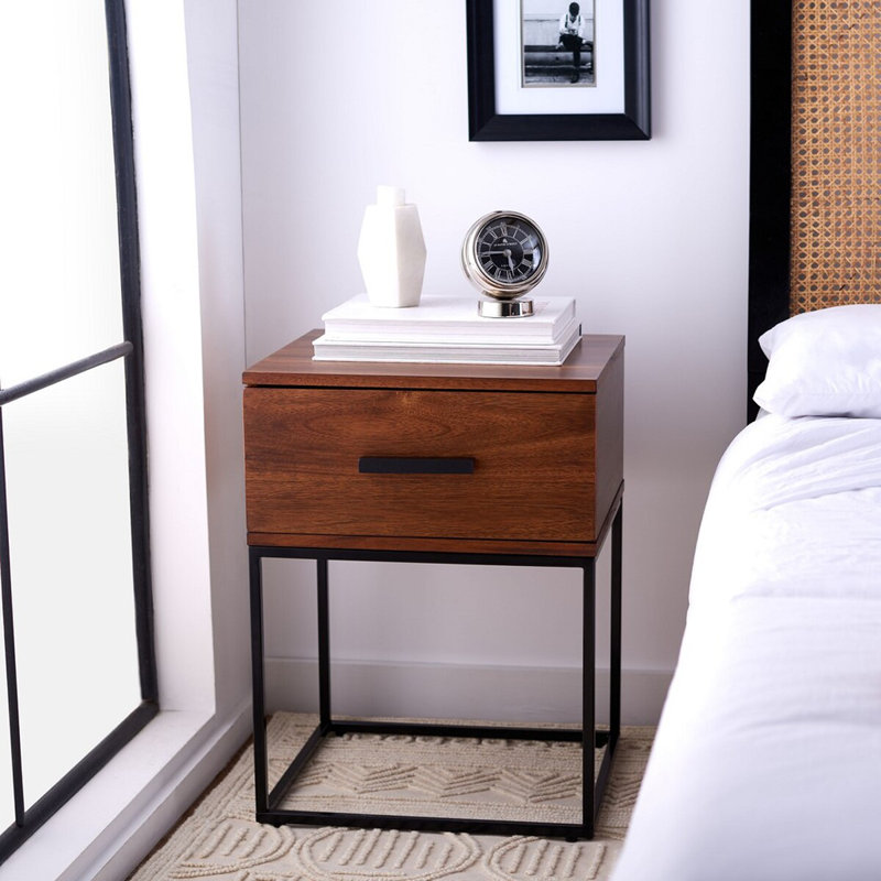 Steelside Javon 1 Drawer Nightstand in Brown Black Reviews Wayfair